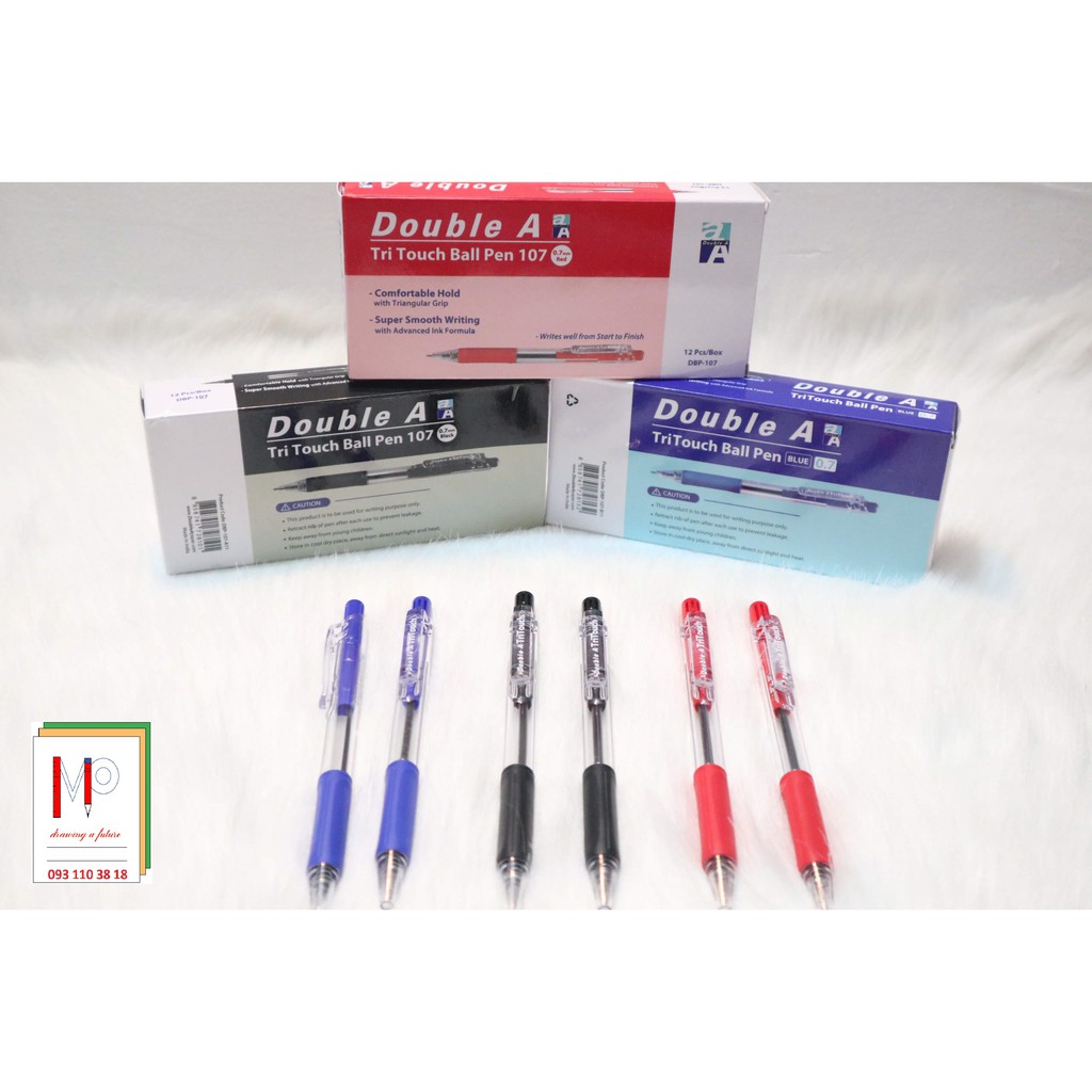 Bút bi đỏ Double A Tri Touch 0.7mm